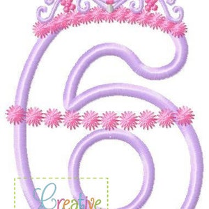 Princess Ballerina Tutu Crown Tiara Number 6 Six Sixth Machine ...