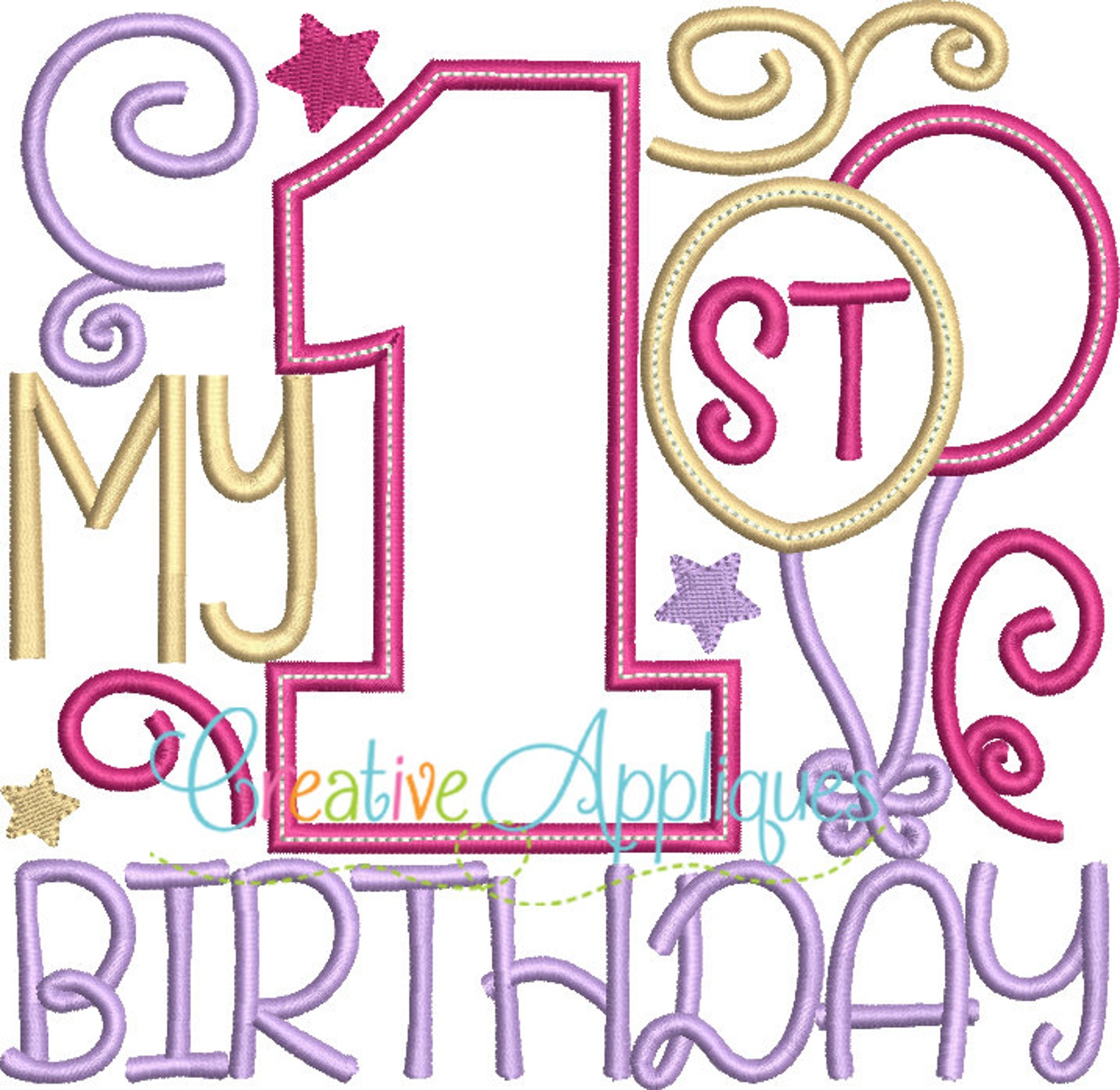 My 1st Birthday Applique Digital Machine Embroidery Design 4 - Etsy