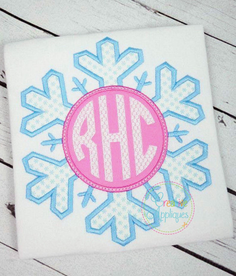 Snowflake Monogram Digital Machine Embroidery Applique Design 4 Sizes ...