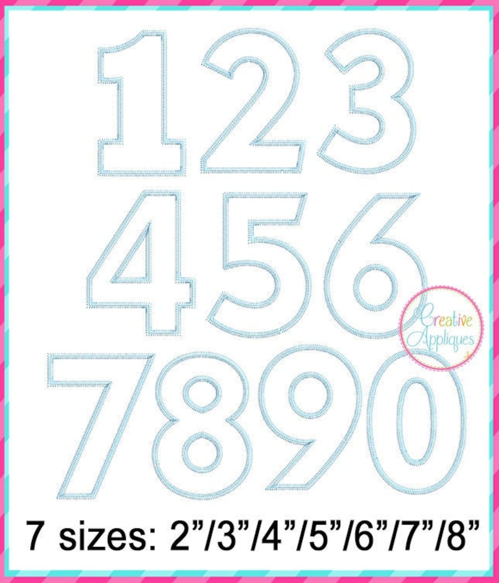 Zigzag Stitch Block Number Set Applique Digital Machine Embroidery ...