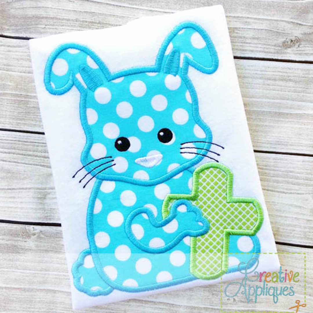 Easter Bunny Rabbit Cross Applique Machine Embroidery Design 4 Sizes - Etsy