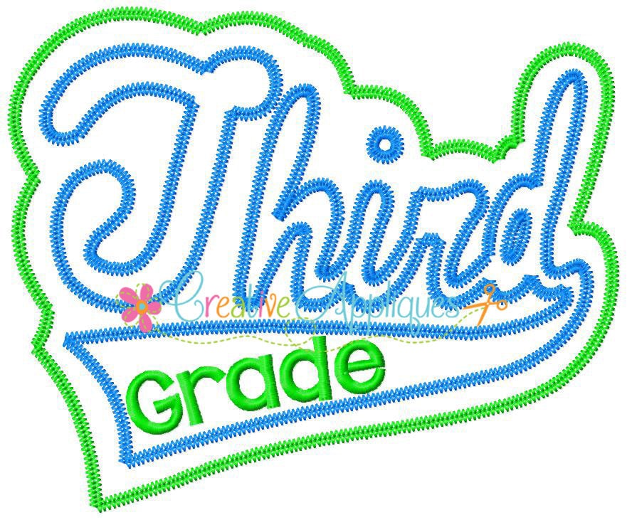 Third Grade Digital Machine Embroidery Applique Design 3 Sizes - Etsy