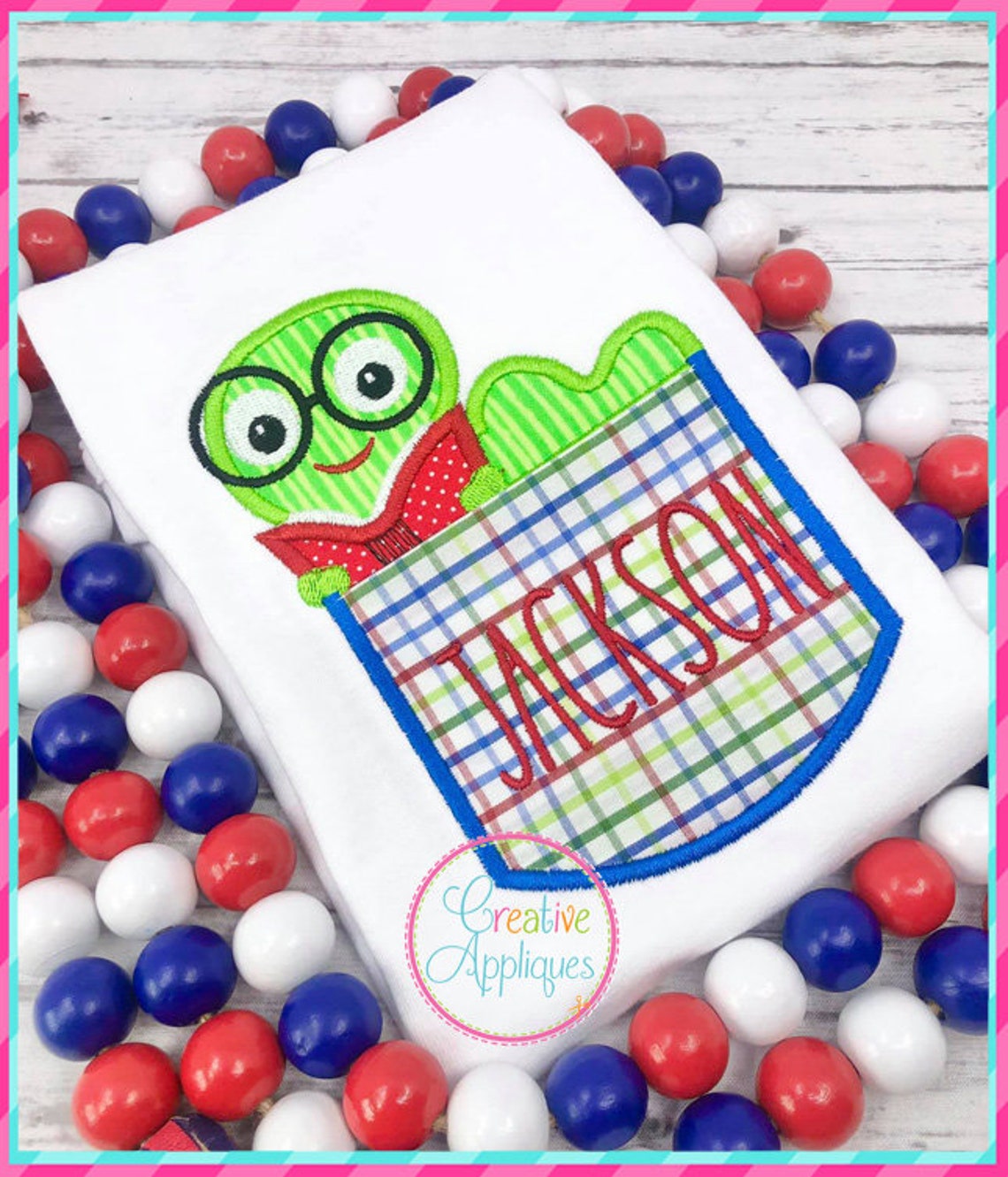 Bookworm Pocket Applique Machine Embroidery Design 9 Sizes, in the Hoop ...