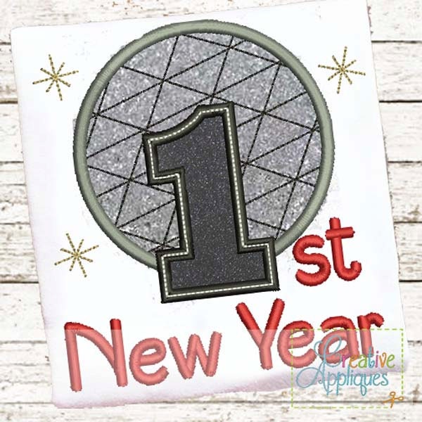 1st First New Year Digital Machine Embroidery Applique Design 4 Sizes ...
