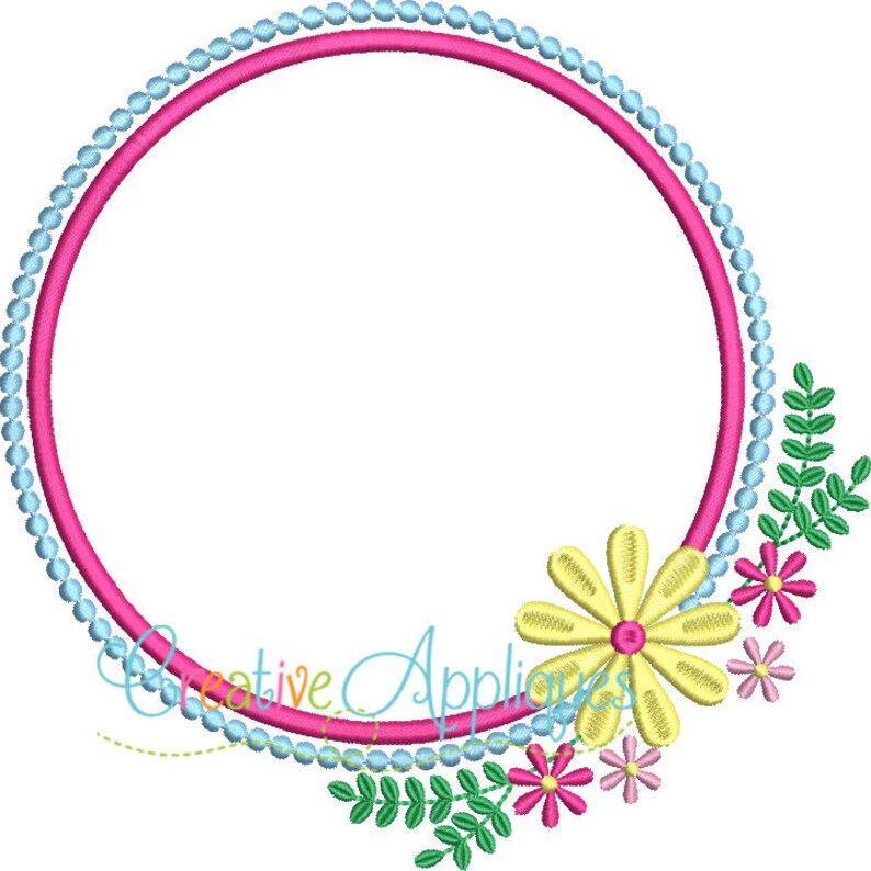 Flower Monogram Frame Machine Embroidery Applique Design 4 Sizes ...