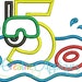 Swim Pool Party Number 5 Birthday Applique Digital Machine Embroidery ...