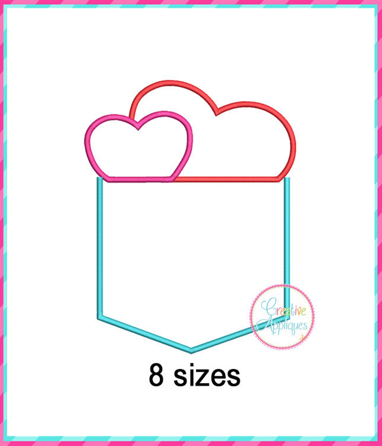 Heart Pocket Point Applique Machine Embroidery Design 9 Sizes, in the ...