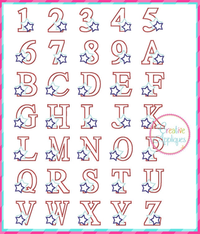 Stars Alphabet Letter Set A-Z Applique Machine Embroidery | Etsy