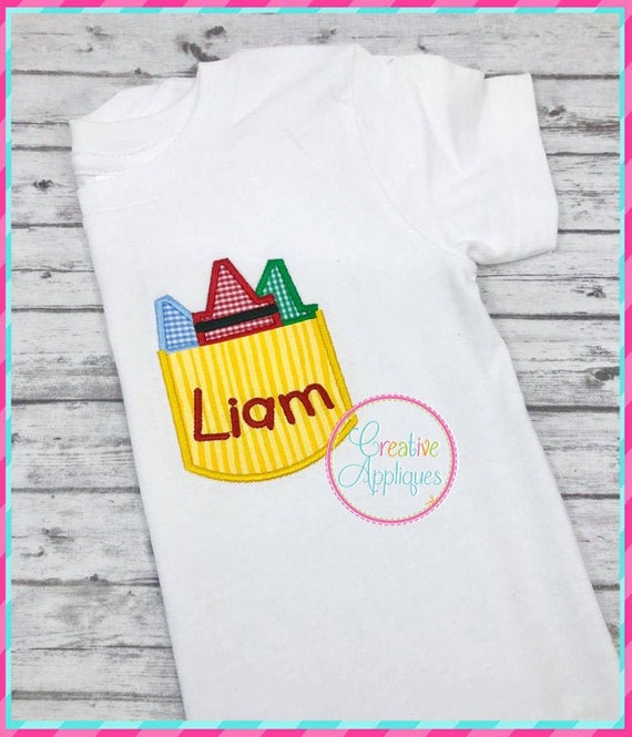 Crayon Pocket Applique Machine Embroidery Design 9 Sizes in | Etsy