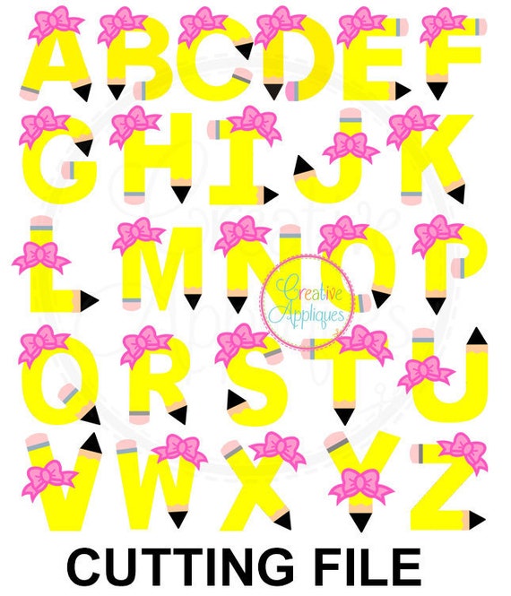 Pencil Bow Alphabet Letter SVG Cutting File School Svg - Etsy