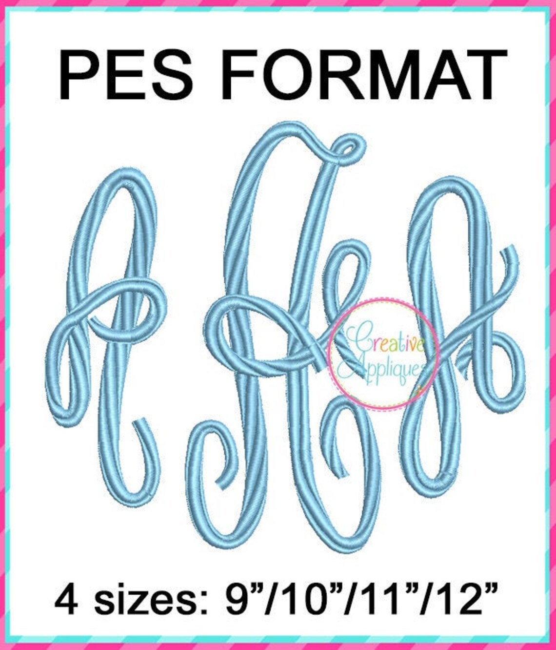 PES FORMAT 4 Sizes 3 Letter Master Circle Embroidery Monogram - Etsy