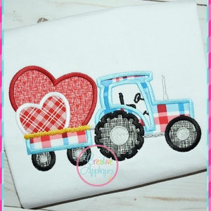 Tractor Hearts Applique Digital Machine Embroidery Design 5 Sizes ...