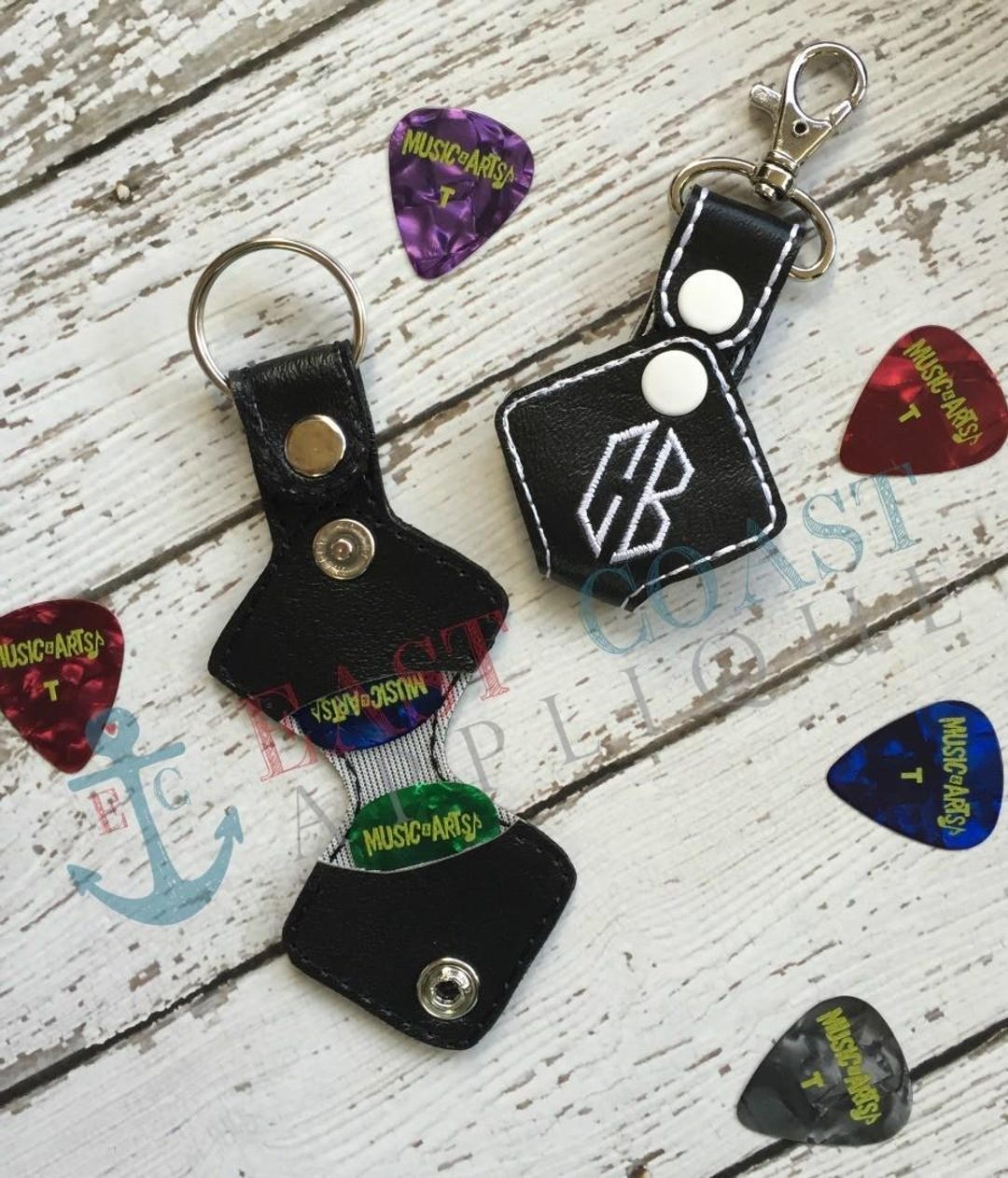 Double Guitar Pick Snap Tab in the Hoop Design, Machine Embroidery ...