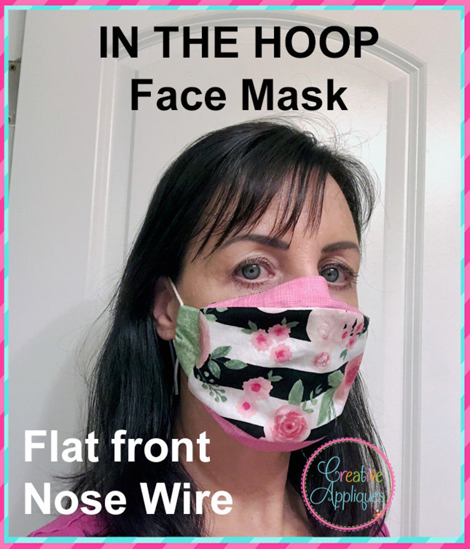 4 SIZES! in the Hoop Flat Front Face Mask Digital Machine Embroidery ...