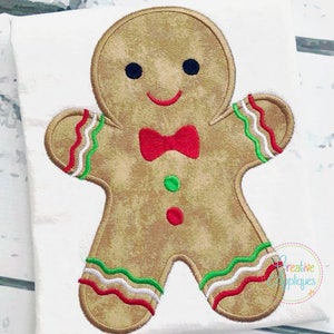 Gingerbread Boy Applique Digital Machine Embroidery Design 5 Sizes ...