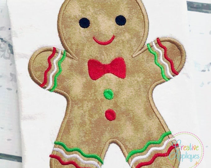 Gingerbread Boy Applique Digital Machine Embroidery Design 5 - Etsy