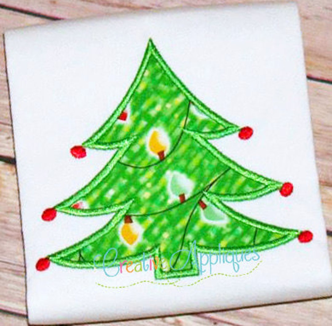 Christmas Tree Digital Machine Embroidery Applique Design 4 Sizes ...