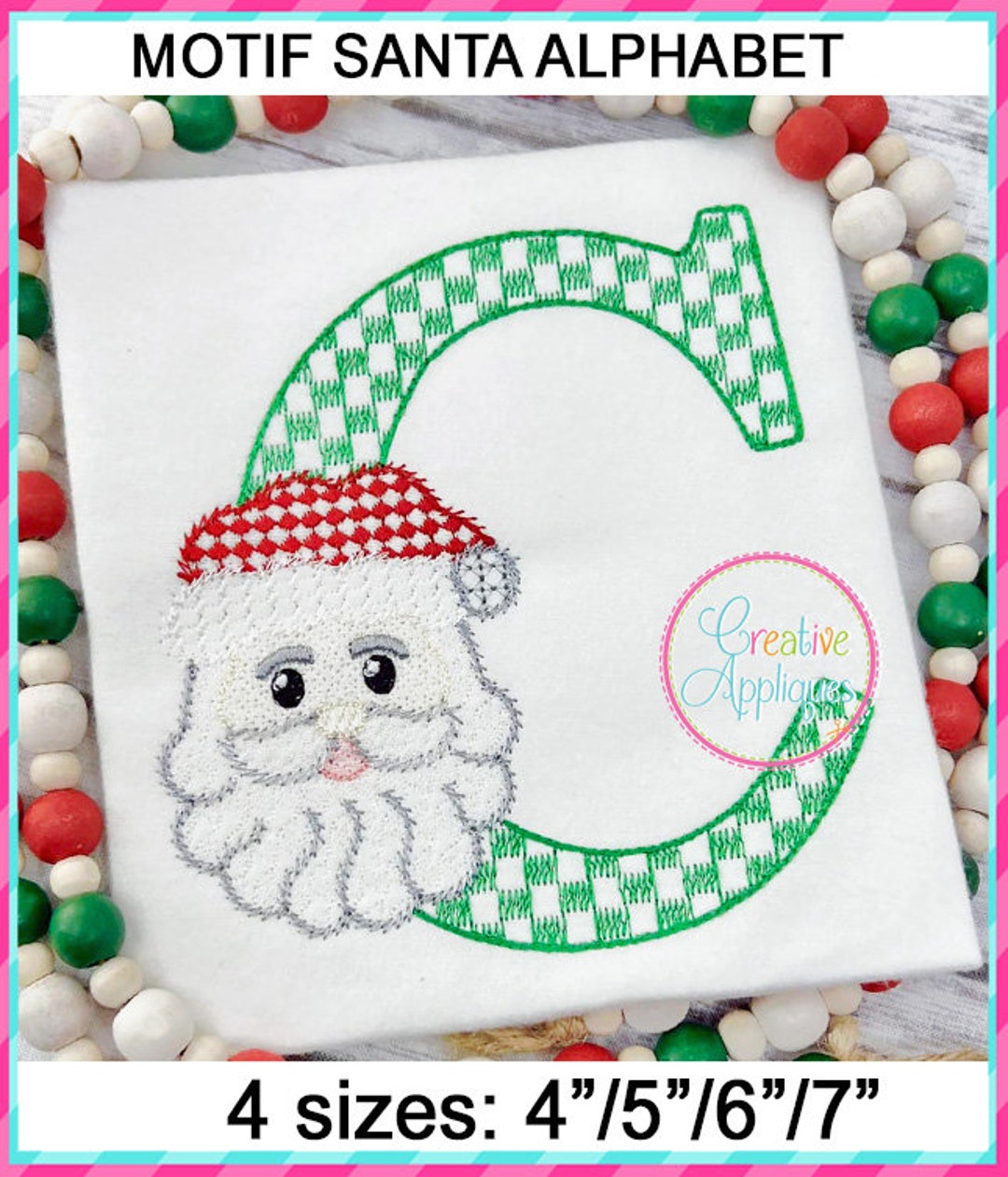 Santa Alphabet Embroidery Machine Design 4 Sizes, Santa Embroidery ...