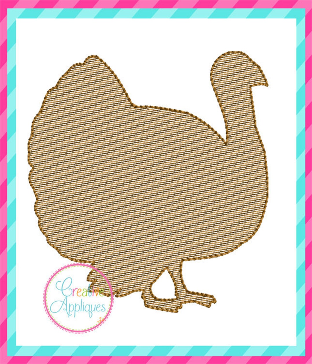 Miniature Add-on Turkey Sketch Stitch Digital Machine Embroidery Design ...