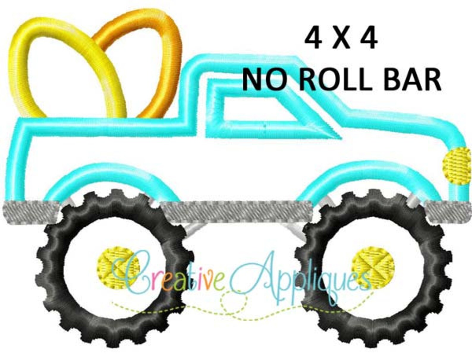 Easter Monster Truck With Eggs Digital Machine Embroidery Applique ...
