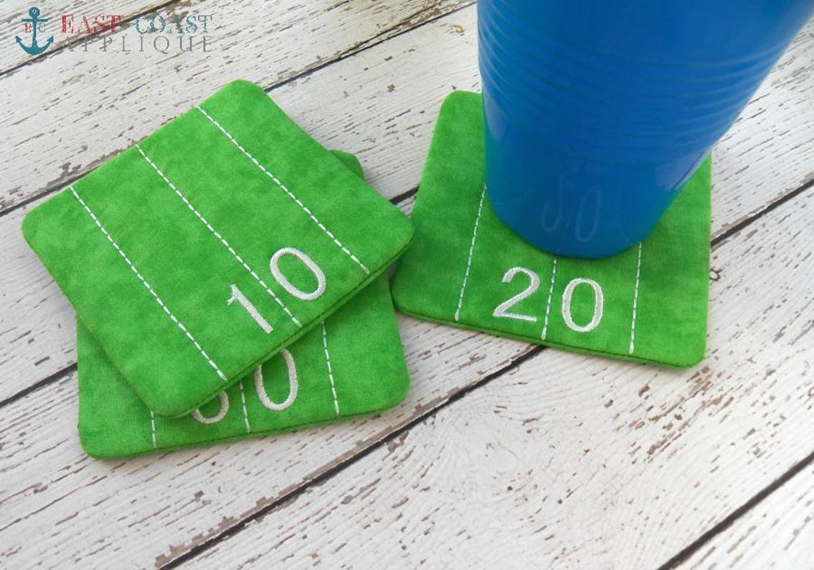 Football Field Coaster and Mug Rug in the Hoop Design Set, Machine ...