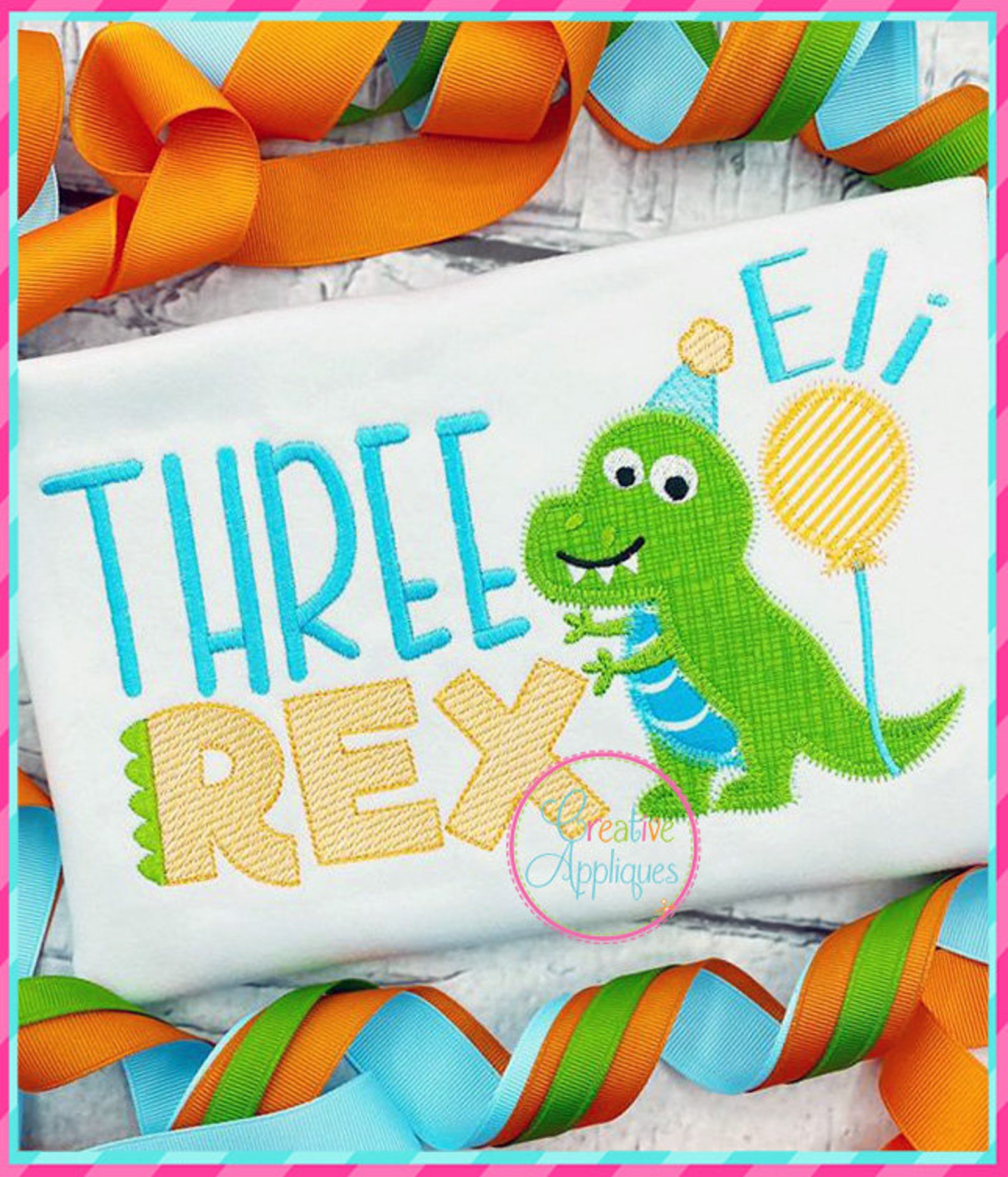 Three Rex 3rd Birthday Digital Machine Embroidery Design 4 - Etsy