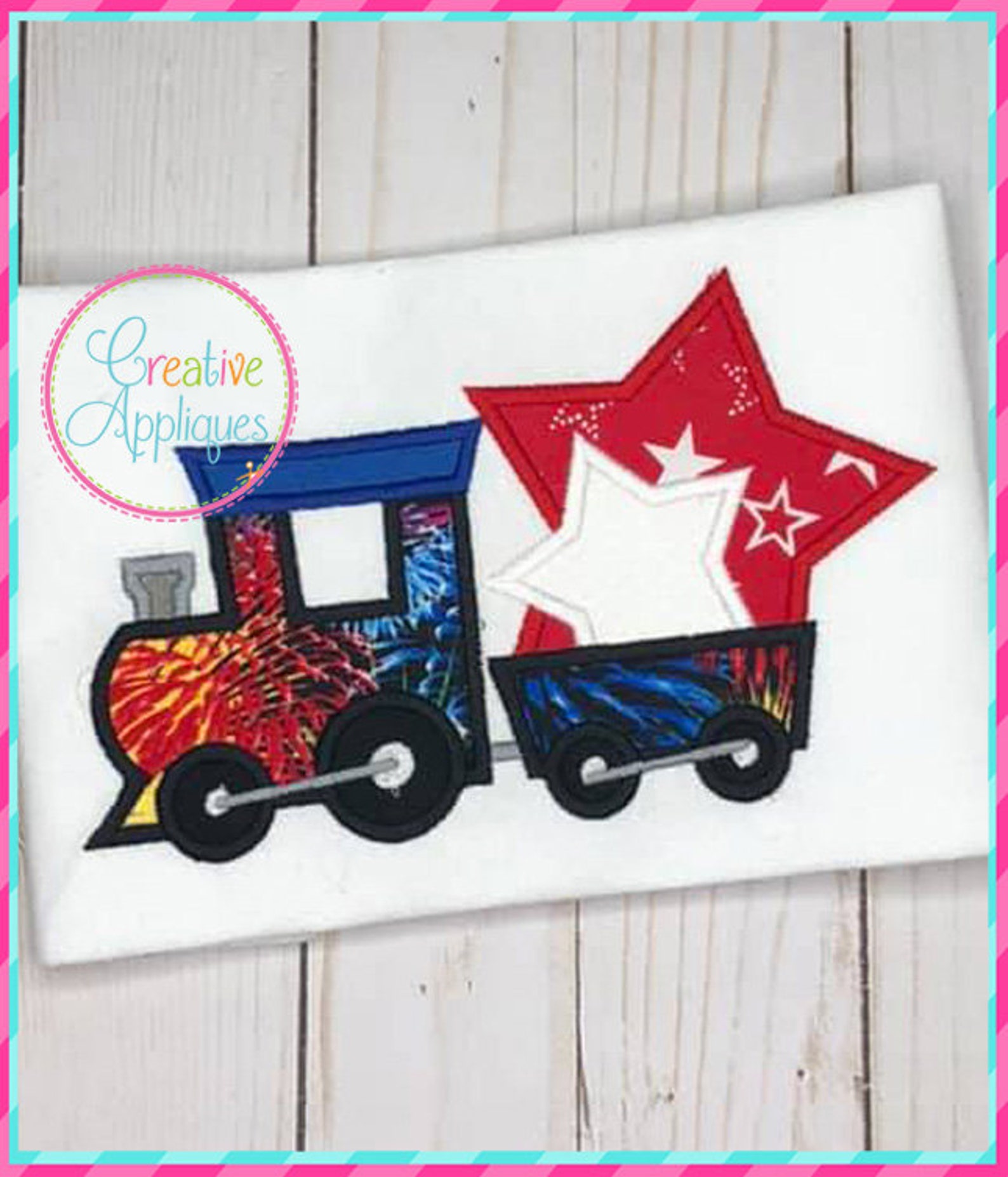 Train Stars Applique Digital Machine Embroidery Design 5 - Etsy