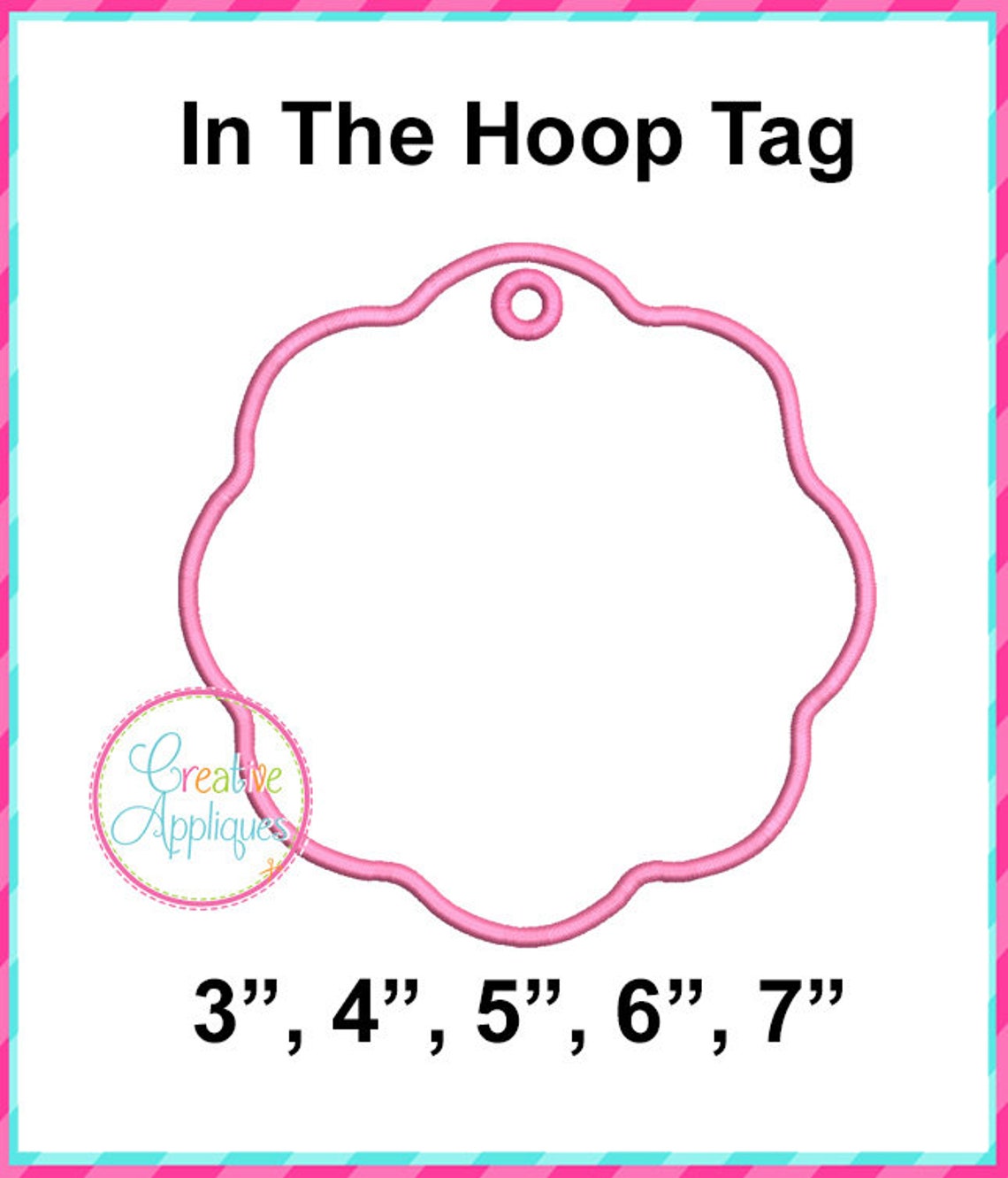 Flower Tag in the Hoop Applique Embroidery Design 5 Sizes, Bag Tag, in ...