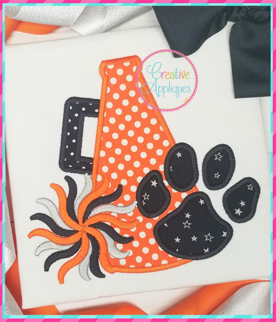 Tiger Paw Megaphone Cheer Applique Digital Machine Embroidery Design 4 ...