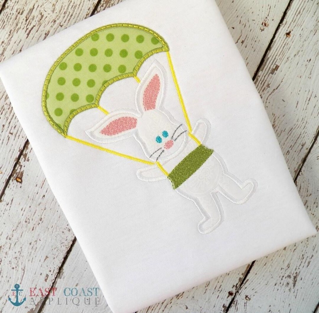 Bunny Paratrooper Applique Machine Embroidery Design, Rabbit Applique ...