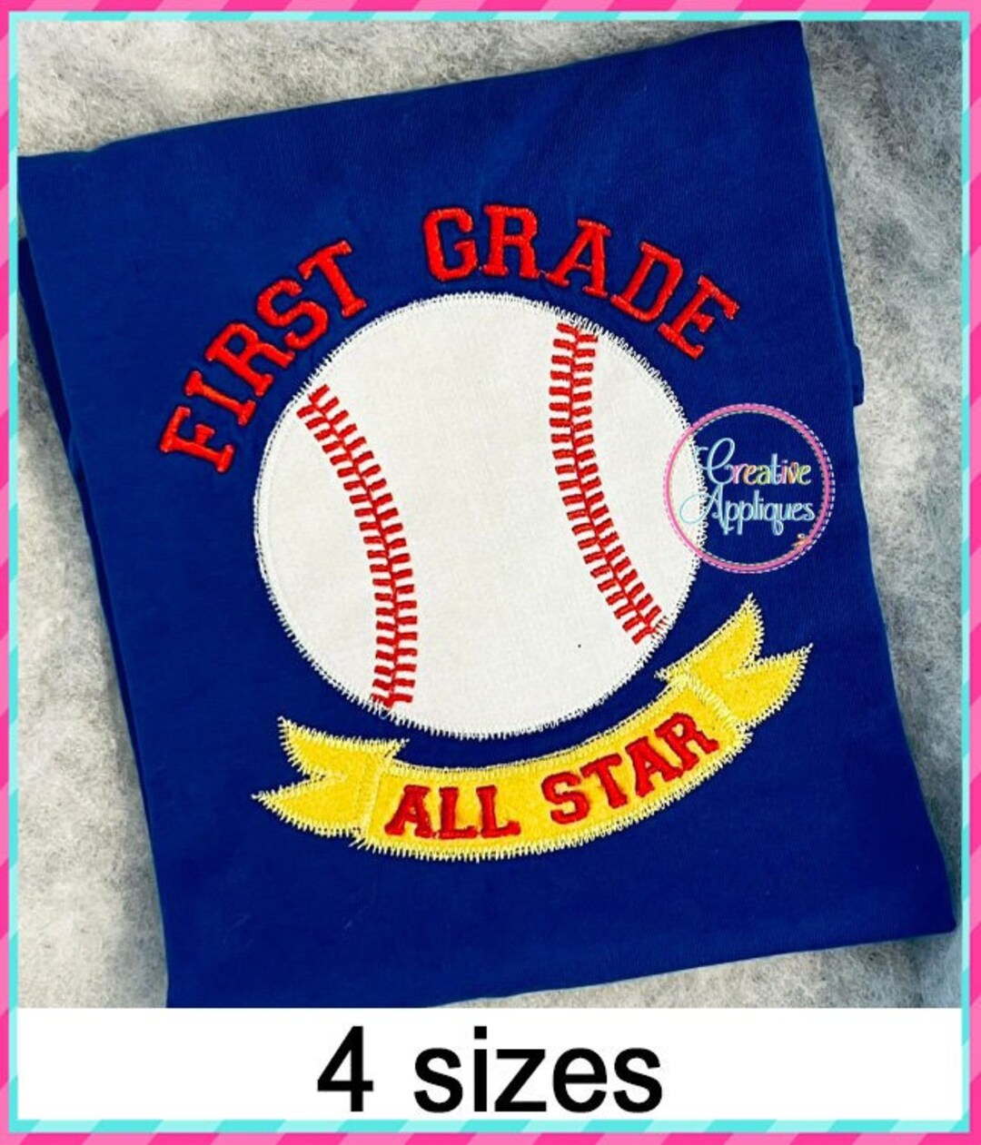 First Grade All Star Applique Machine Embroidery Design 4 Sizes, 1st ...