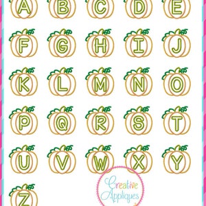 Pumpkin Alphabet Letter Set A-Z Applique Machine Embroidery Design 4 ...