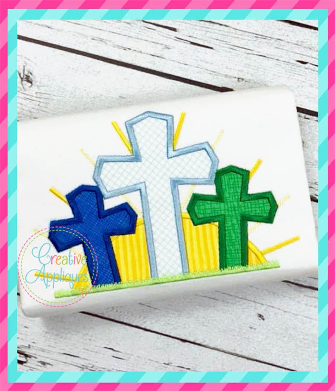 Easter 3 Crosses Sunrise Machine Embroidery Applique Design, Cross ...