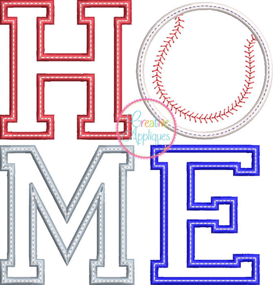 Home Baseball Digital Machine Embroidery Design 4 Sizes, Baseball ...