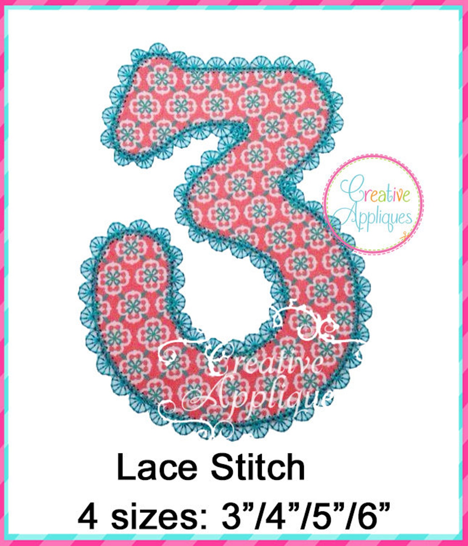 Number Set 0 Thru 9 4 Different Stitch Types Vintage, Bean, Lace, Satin ...