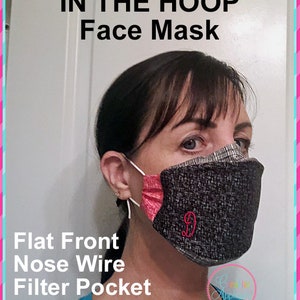 In the Hoop Face Mask Digital Machine Embroidery Design, Flat Front ...
