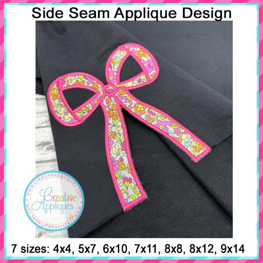 Big Bow Side Seam Applique Machine Embroidery Design, Bow Shirt Side ...