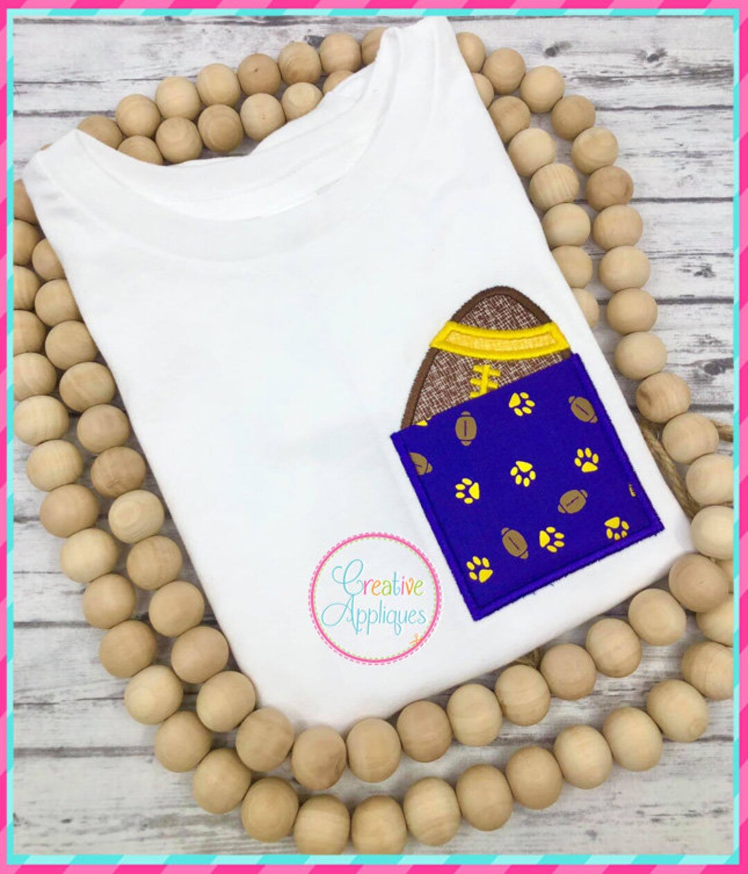 Football Pocket Applique Machine Embroidery Design 9 Sizes, in the Hoop ...