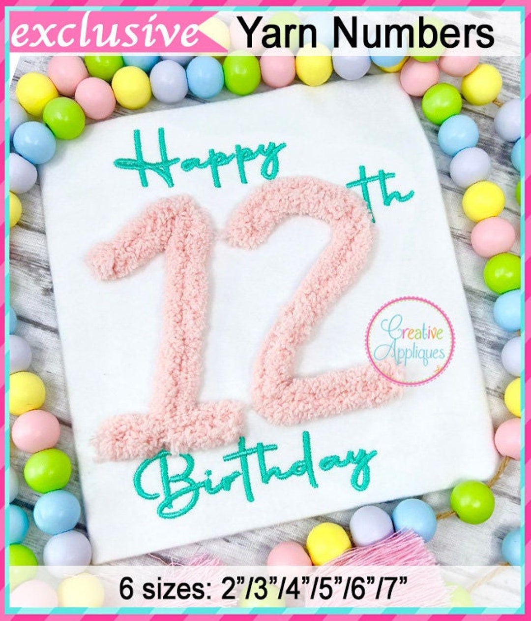 Yarn Numbers Embroidery Machine Applique Design 6 Sizes! Number ...