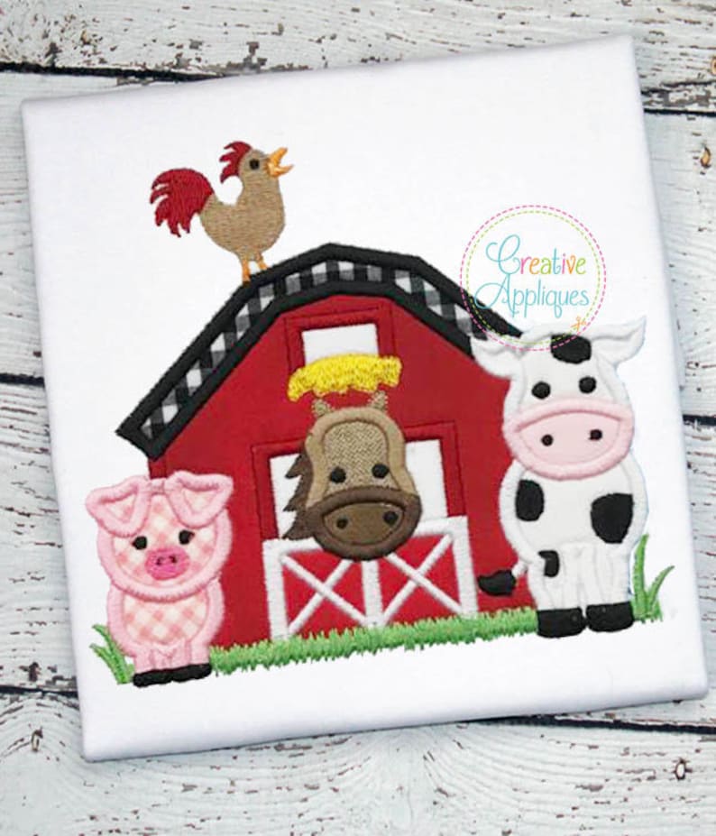 Barn Farm Animals Digital Machine Embroidery Applique Design 5 - Etsy