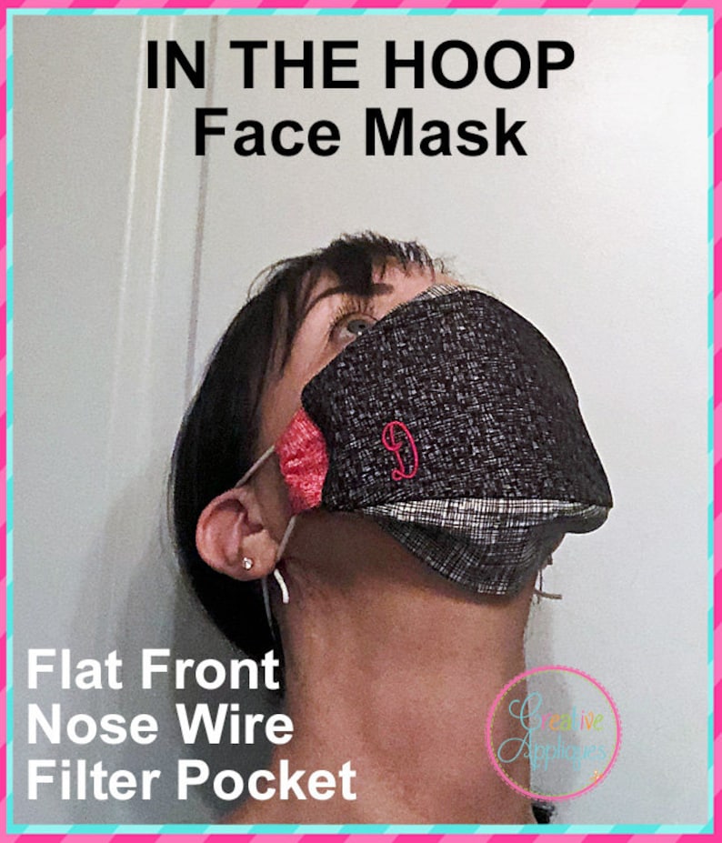 In the Hoop Face Mask Digital Machine Embroidery Design Flat | Etsy