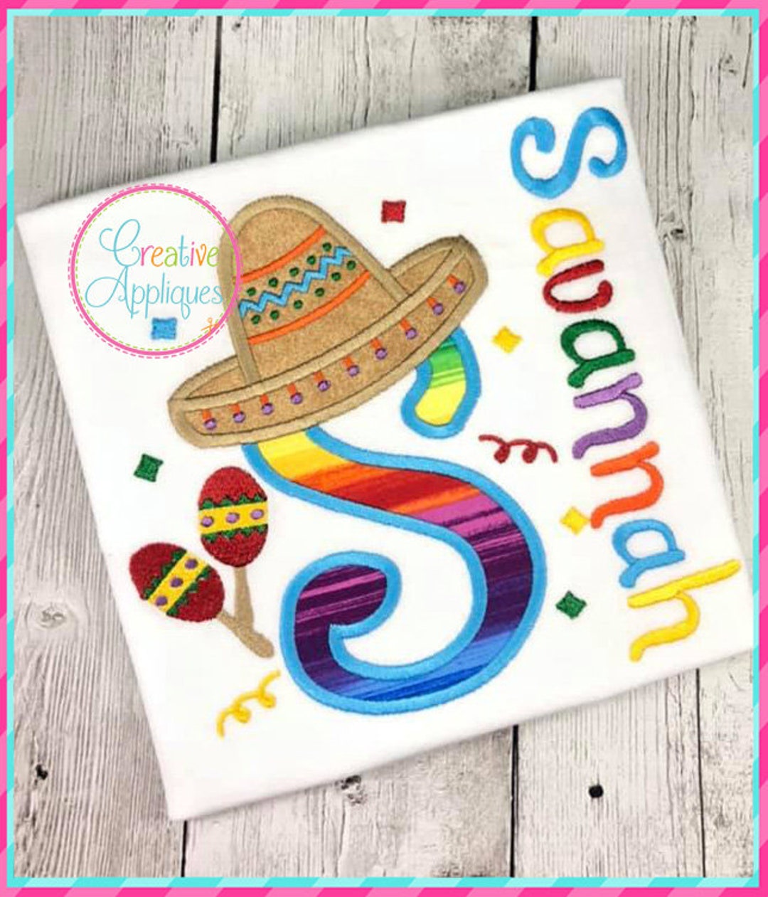 EXCLUSIVE SET Sombrero Alphabet Applique Digital Machine Embroidery ...
