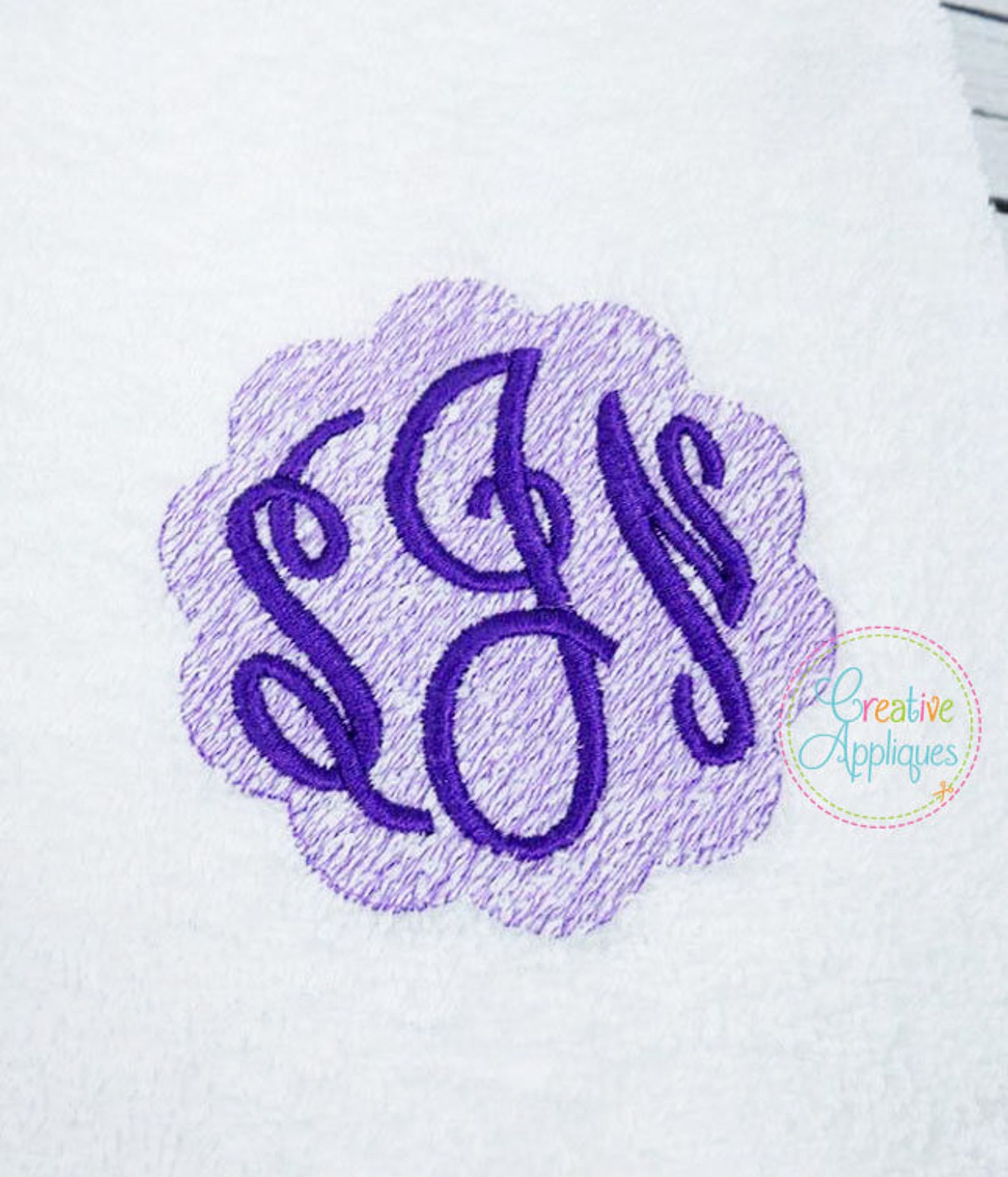 Nap Loft Pile Down Scallop Monogram Frame Digital Machine Embroidery ...