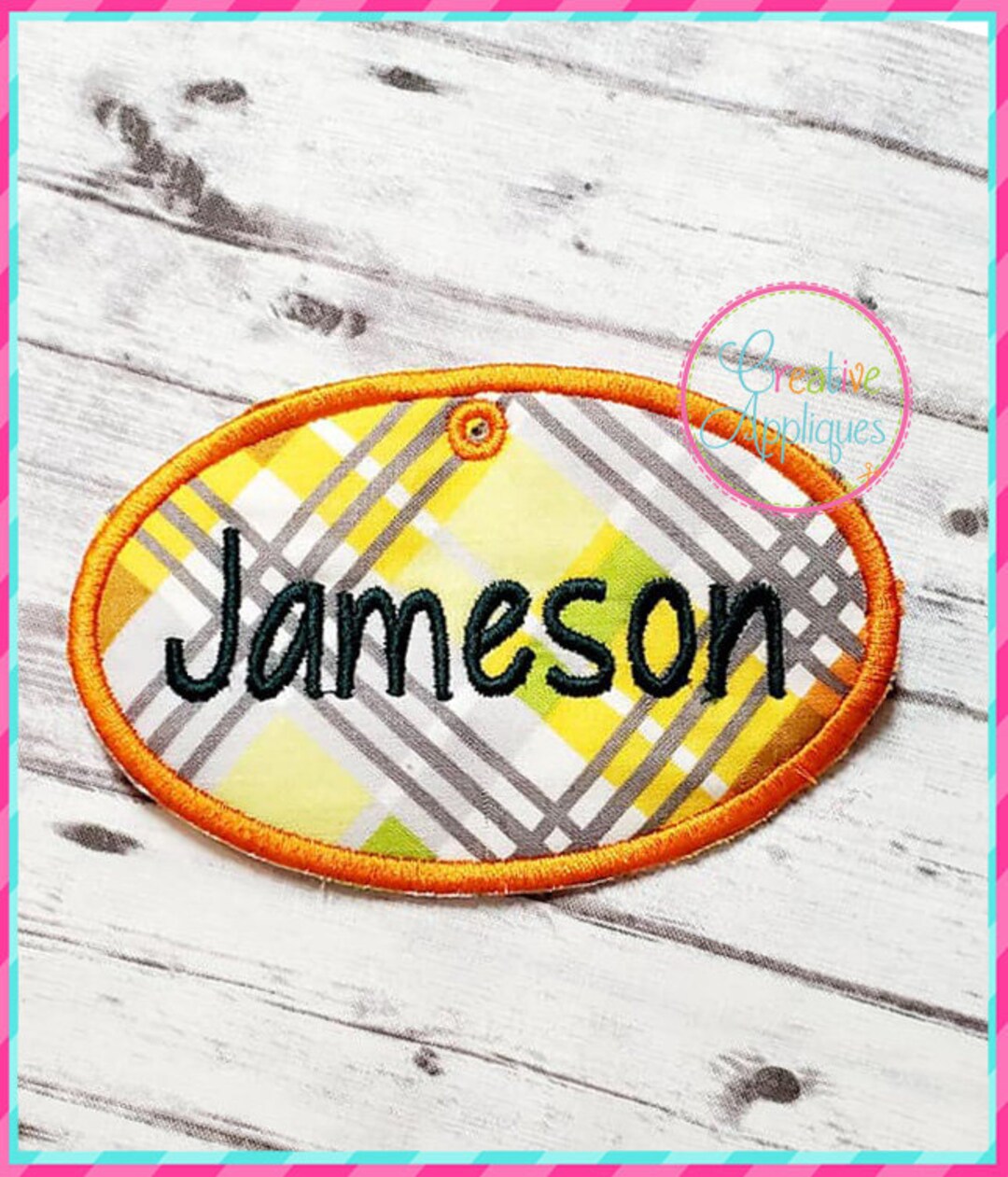 In the Hoop Oval Horizontal Tag Machine Embroidery Design 4 Sizes ...