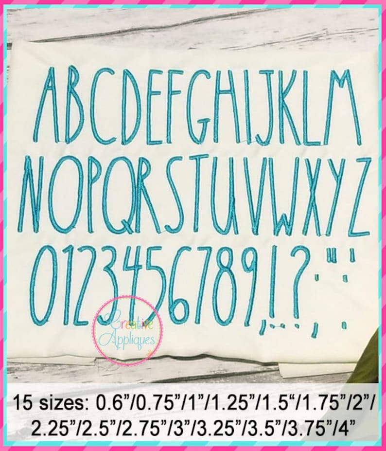15 Sizes Farmhouse Embroidery Alphabet Font Digital Machine Embroidery ...