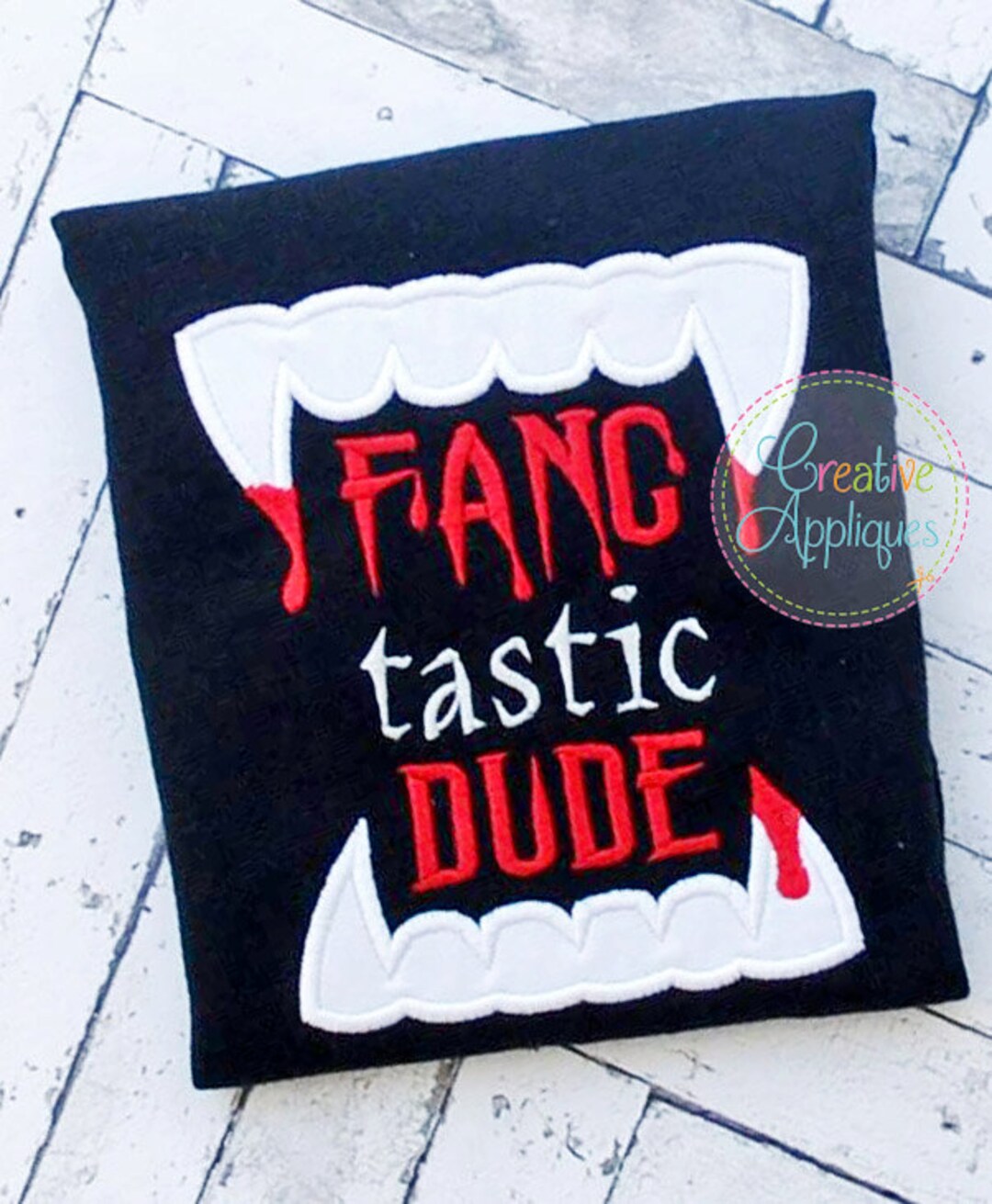 Fang-tastic Dude Applique Digital Machine Embroidery Design 4 Sizes ...