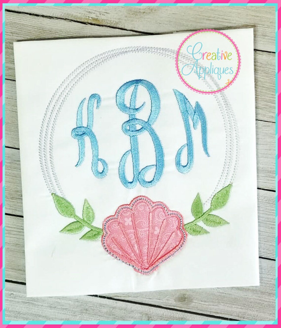 Beach Monogram Frame Digital Machine Embroidery Design 5 | Etsy