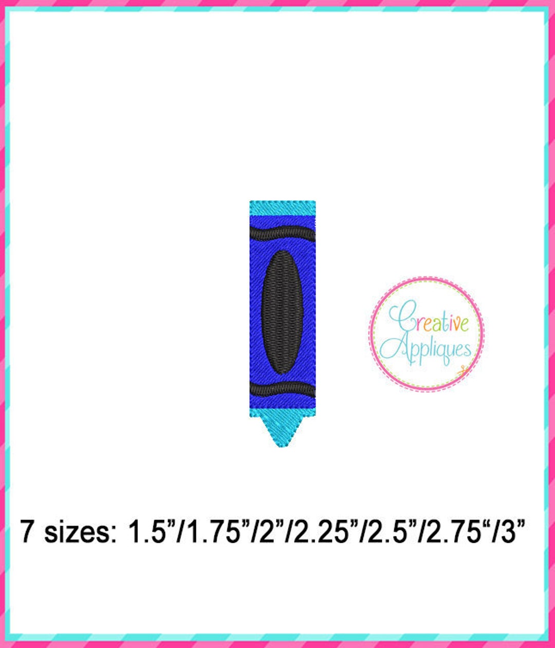 Crayon Miniature Digital Machine Embroidery Design 7 Sizes, Crayon ...