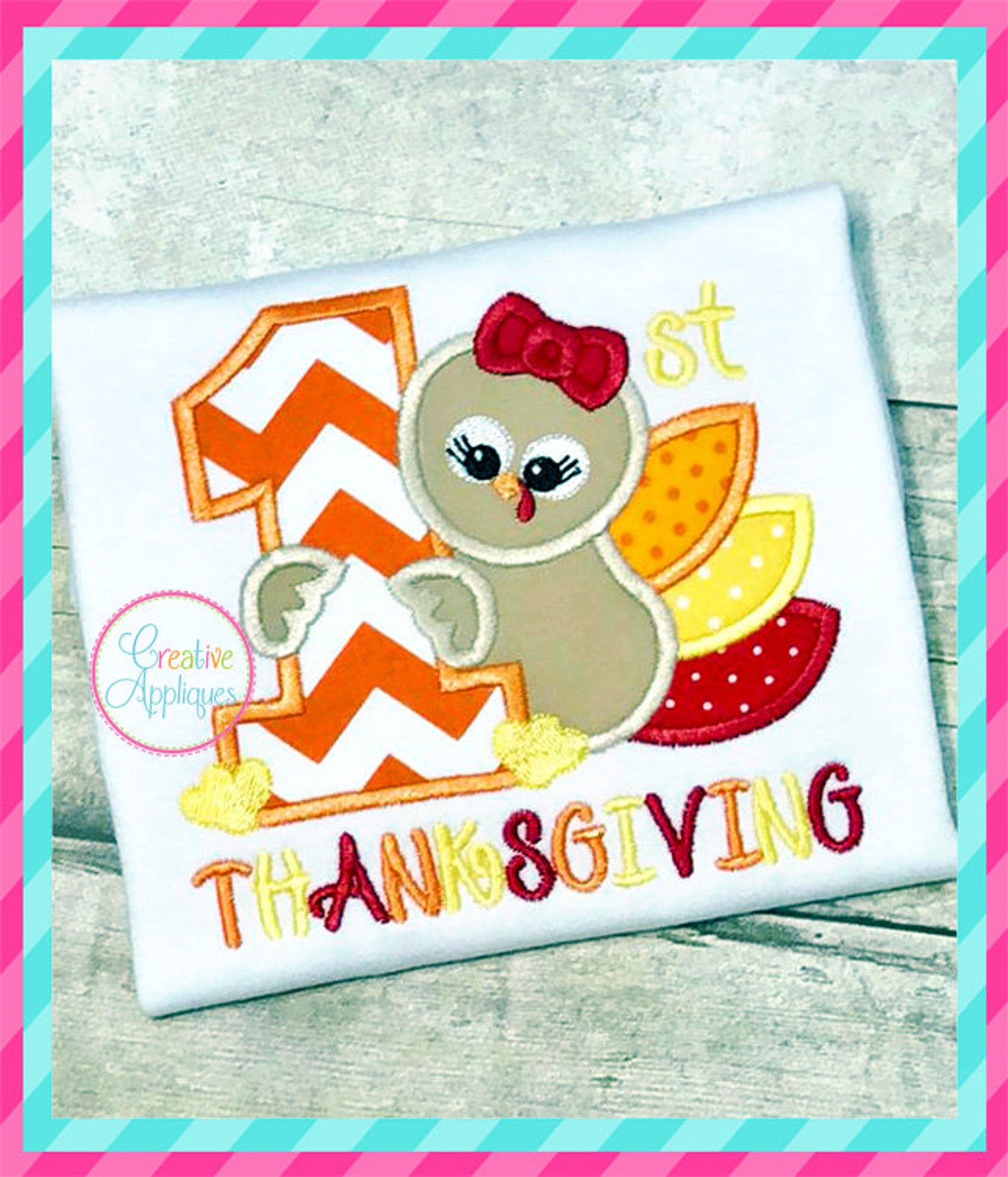 1st Thanksgiving Turkey Digital Machine Embroidery Applique Design 4 ...