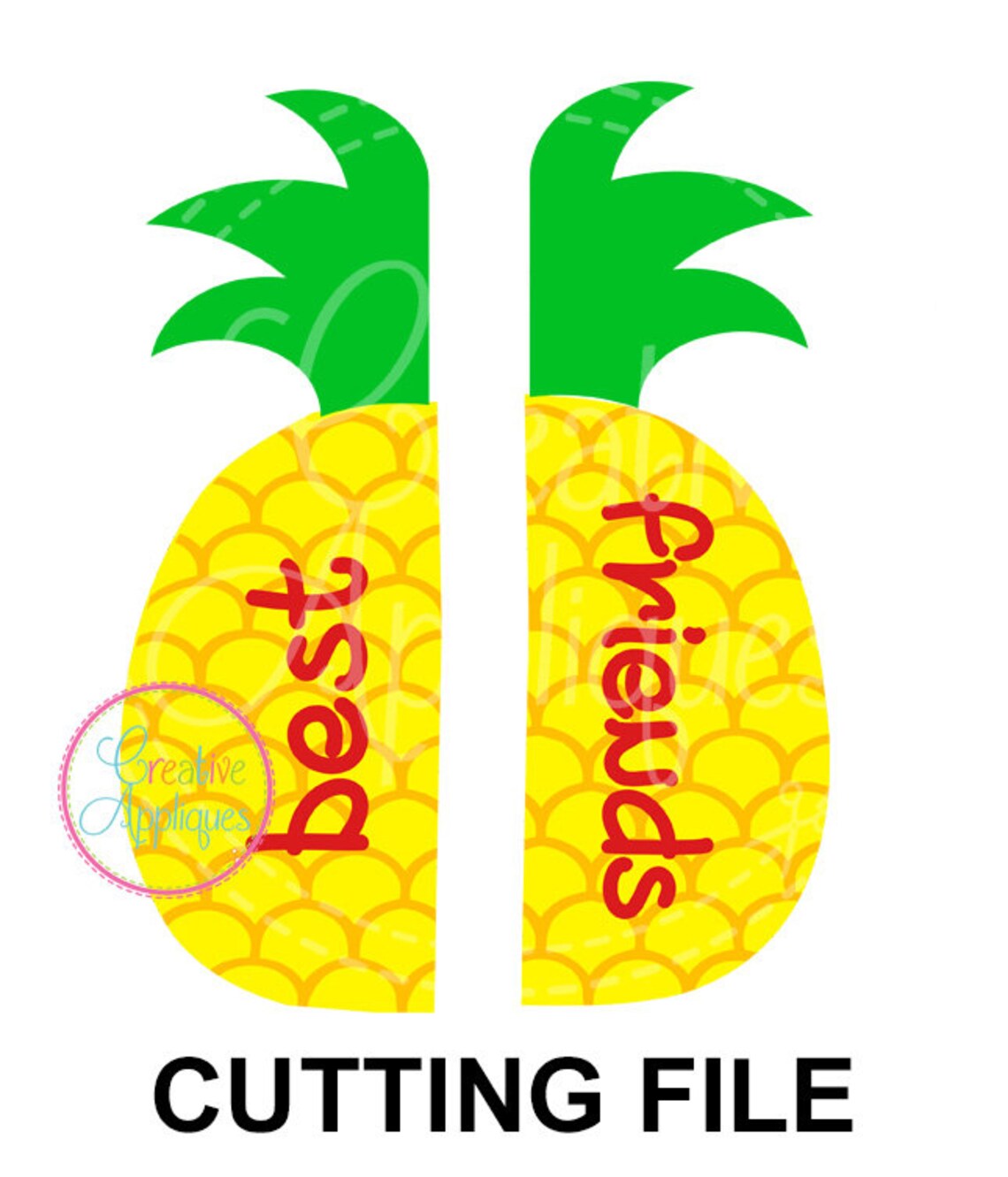 EXCLUSIVE SVG Eps DXF Best Friends Split Pineapple Bff Svg, Best ...